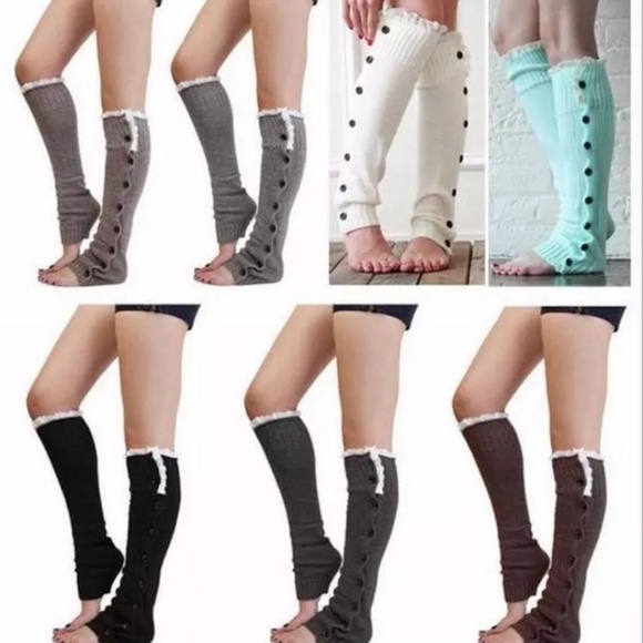 Accessories | Knitted Dark Brown And Lace Leg Cuffs | Poshmark